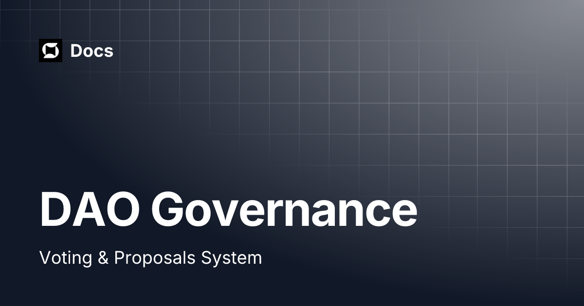 DAO Governance | Docs